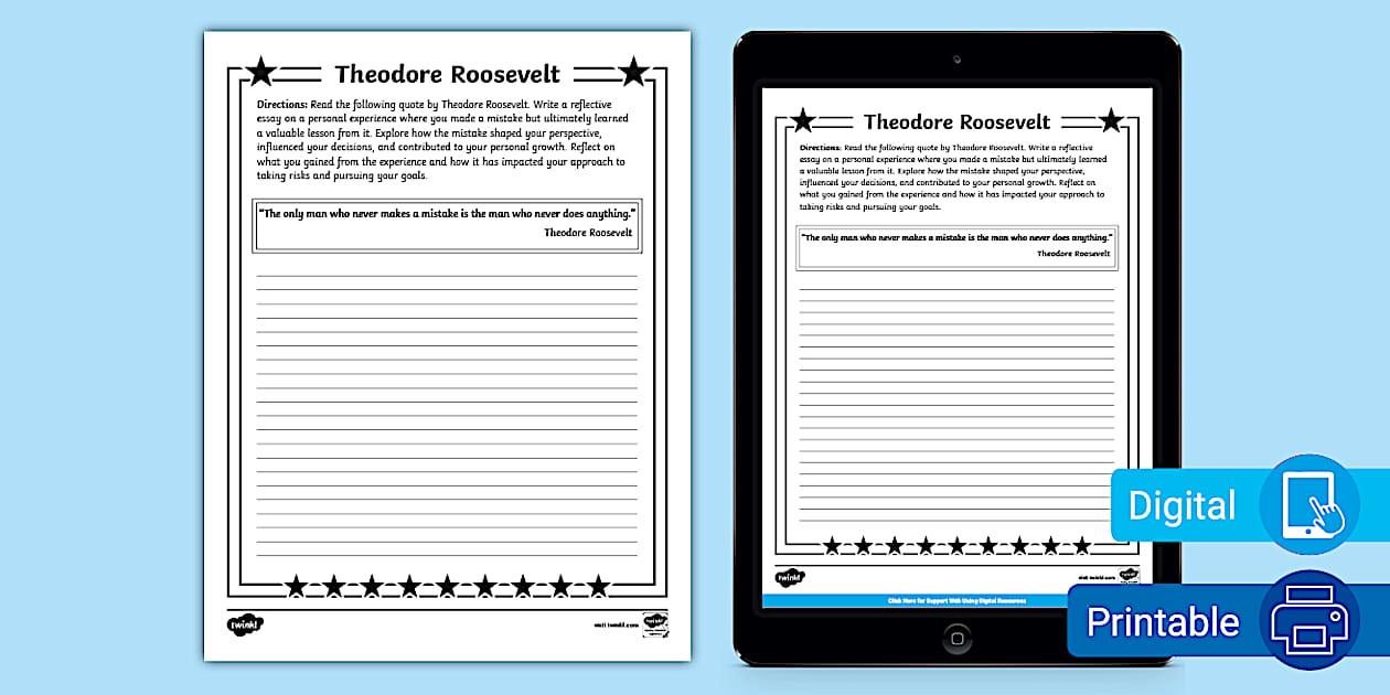 Eighth Grade Theodore Roosevelt Writing Connection - Twinkl