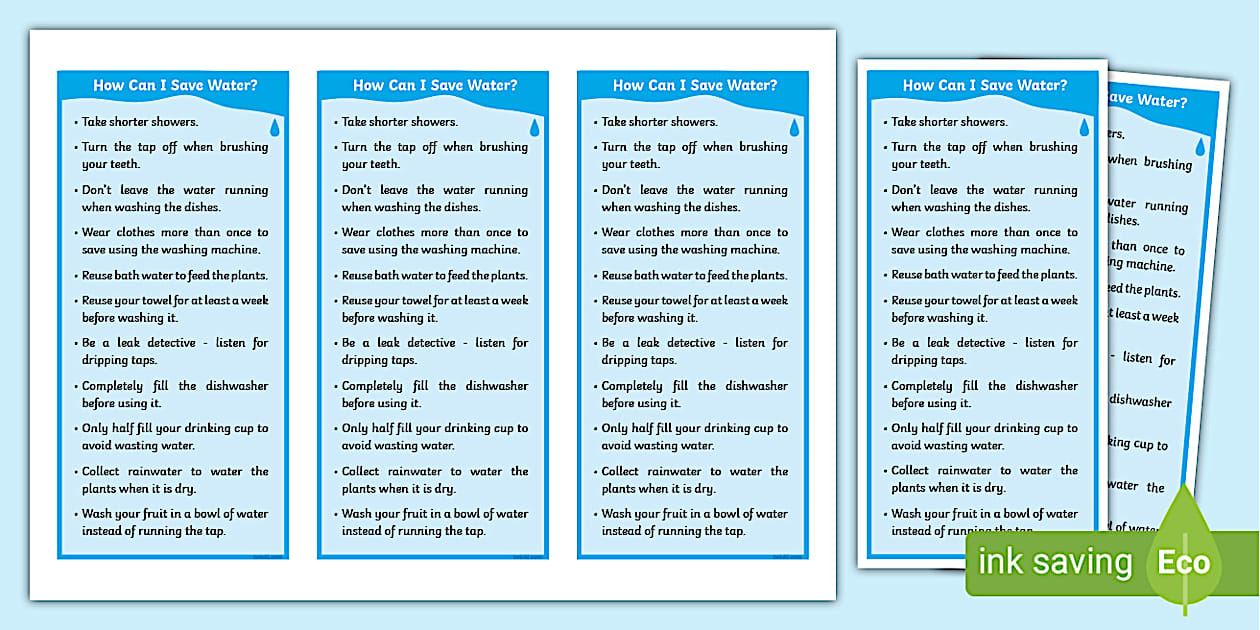 Saving Water Bookmarks (teacher made) - Twinkl