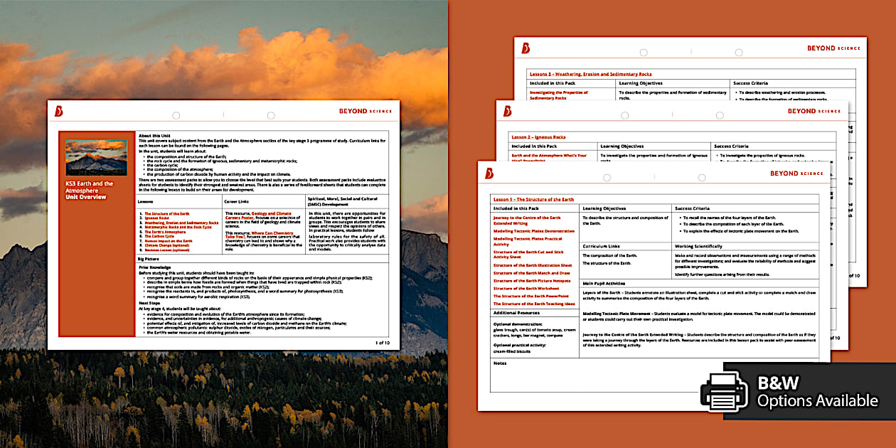 KS3 Earth and the Atmosphere Unit Overview - Twinkl