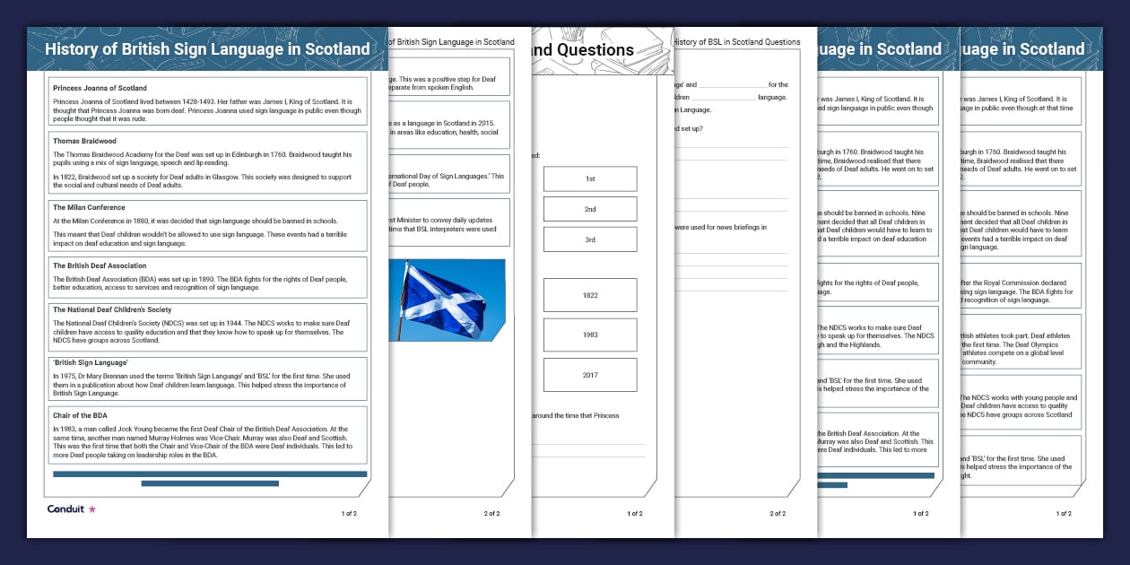 Deaf Education: History of BSL in Scotland Reading Comprehension