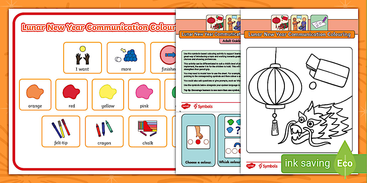 Lunar New Year Communication Colouring with AAC - Twinkl