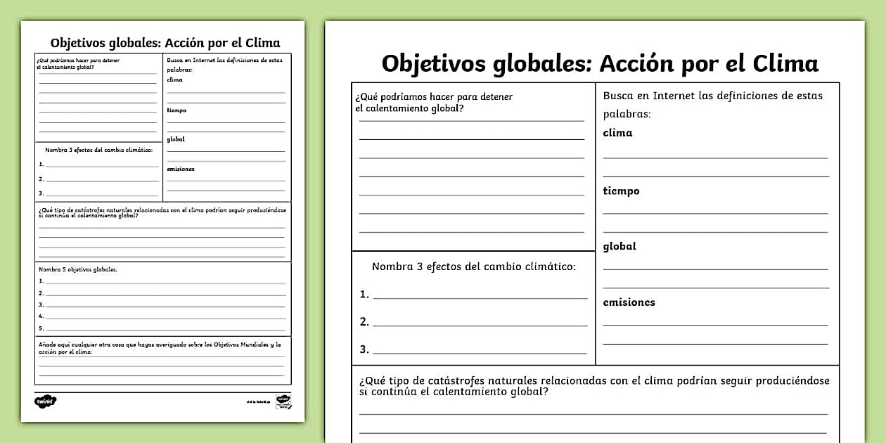 Ficha de actividad: Objetivos globales - Acción por el Clima
