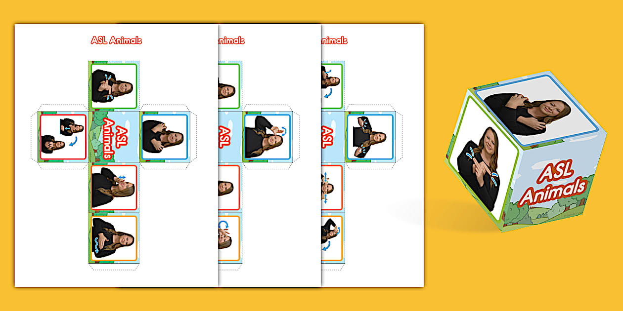 ASL Animals Roll and Sign (professor feito) - Twinkl