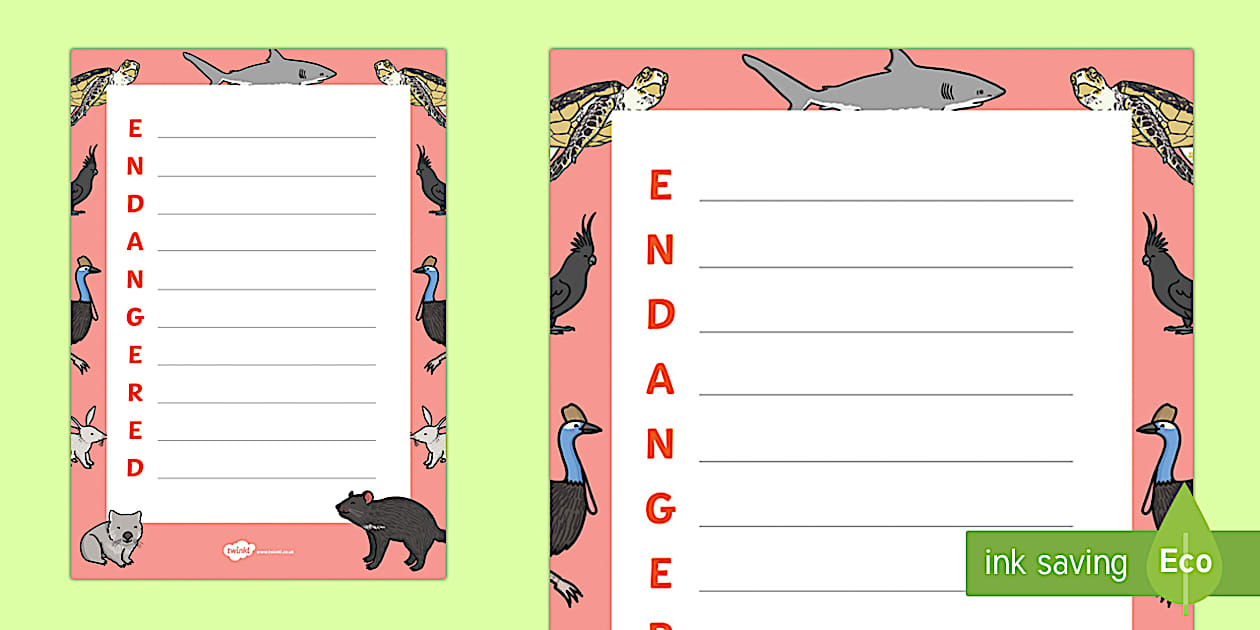 QLD Endangered Australian Animals Acrostic Poem - Twinkl