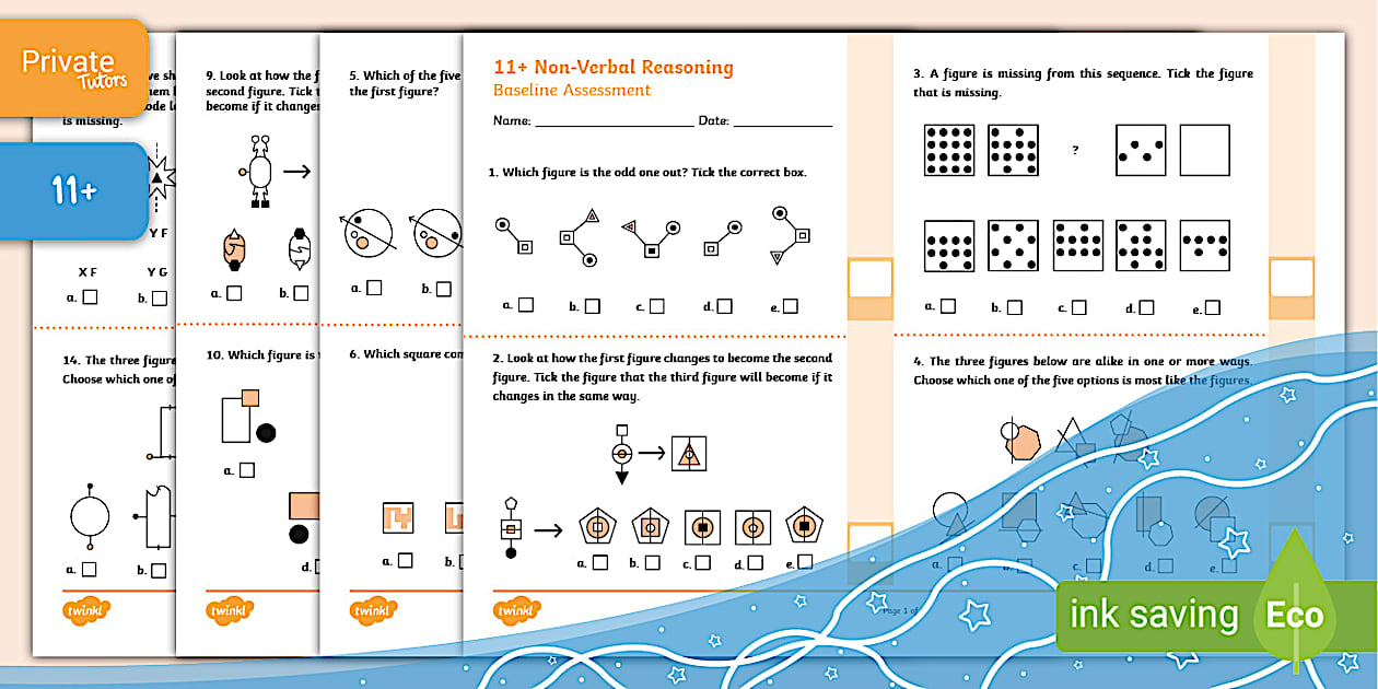 11+ Non-Verbal Reasoning Baseline Assessment Paper - Twinkl