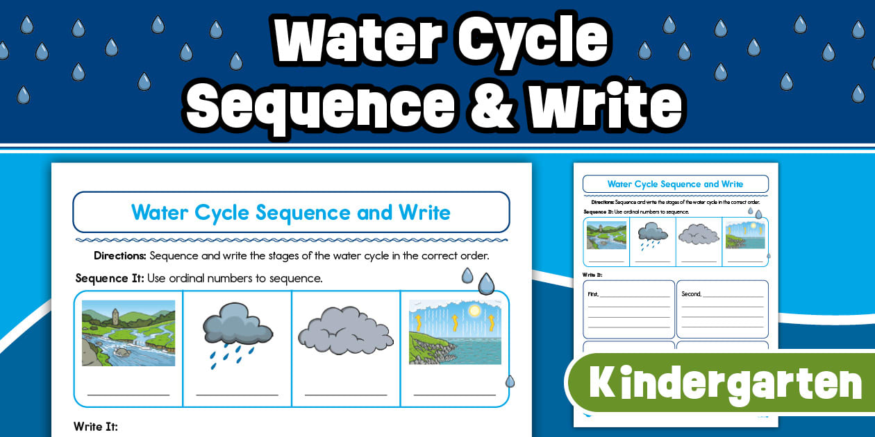 Kindergarten Water Cycle Sequence and Write Worksheet
