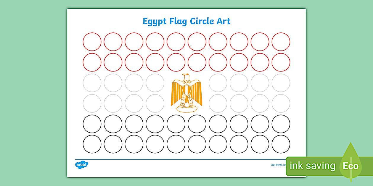 An Egypt Flag Circle Art Worksheet to learn about Egypt..