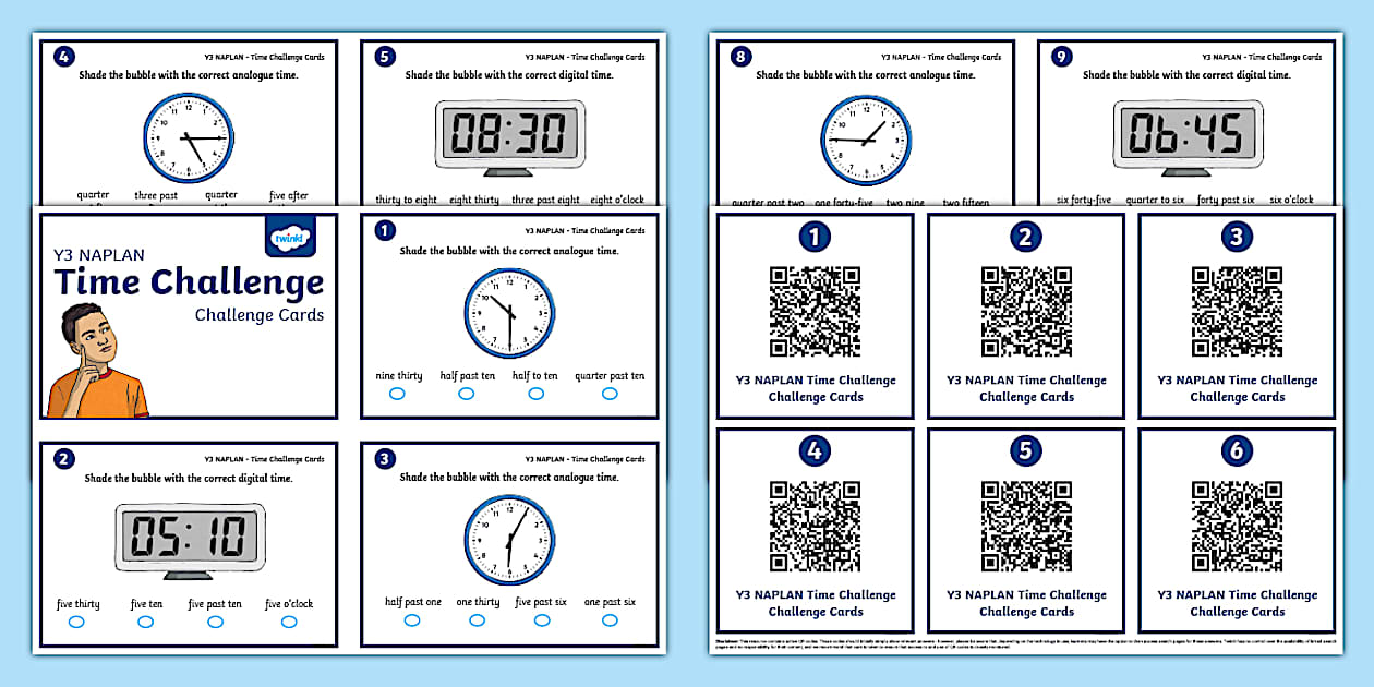 Year 3 NAPLAN Time Challenge Cards - Twinkl NAPLAN Prep
