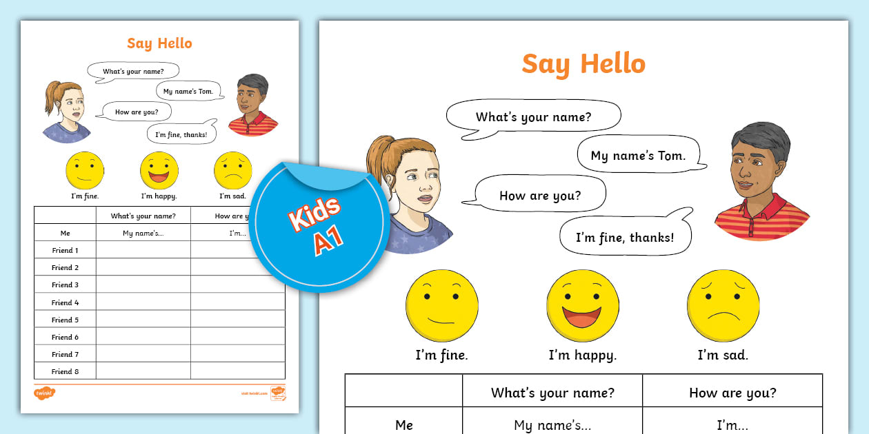 Editable ESL What's Your Name And How Are You? Worksheet [Kids, A1]