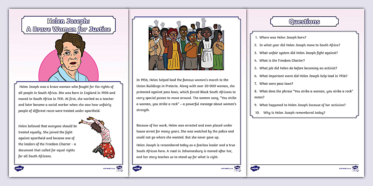 Information about Helen Joseph Reading Comprehension