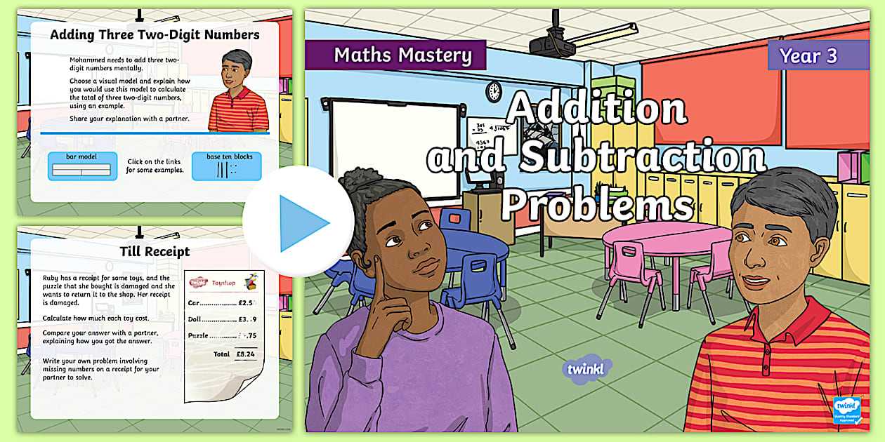 Year 3 Problem Solving Addition and Subtraction Maths Mastery PowerPoint