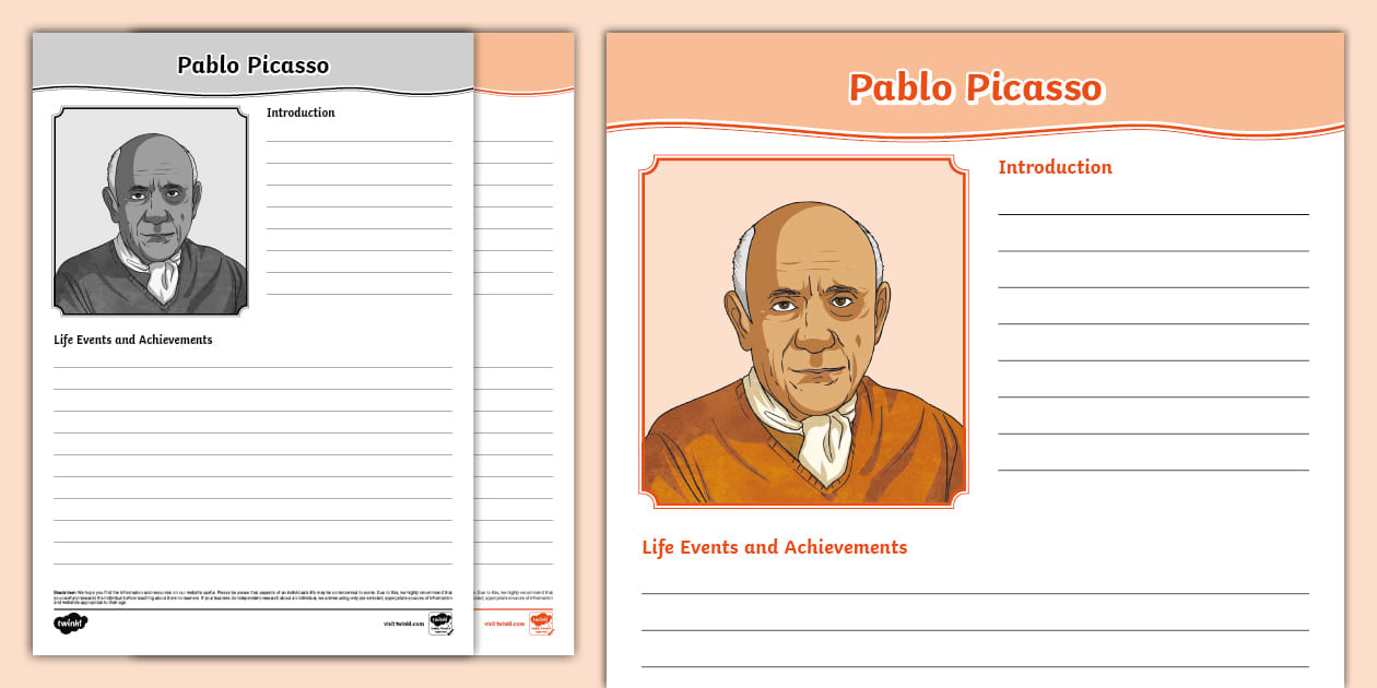 Pablo Picasso Biography Template - Twinkl