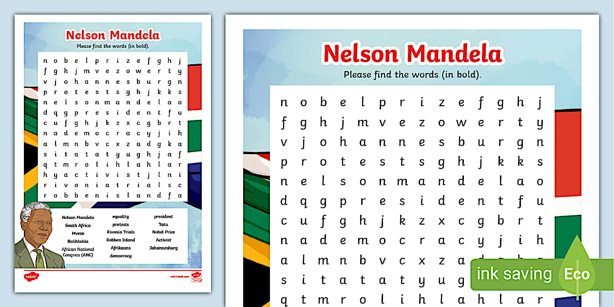 Nelson Mandela Word Search Activity - KS2 (teacher made)
