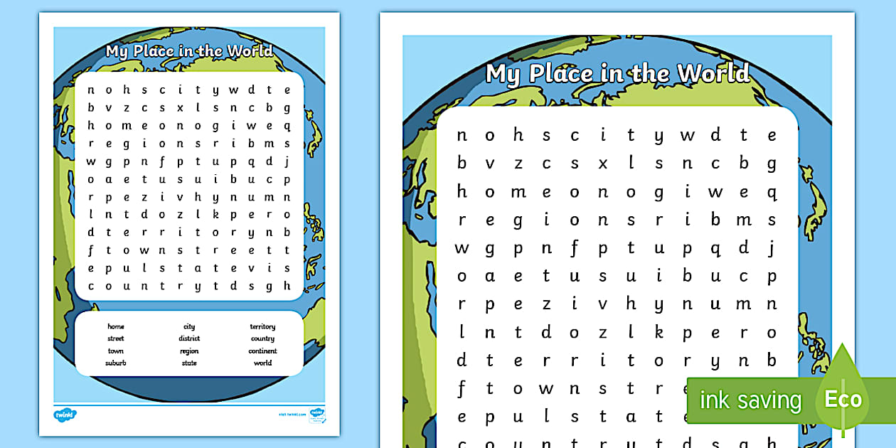 My Place in the World Word Search - Year 3 Geography