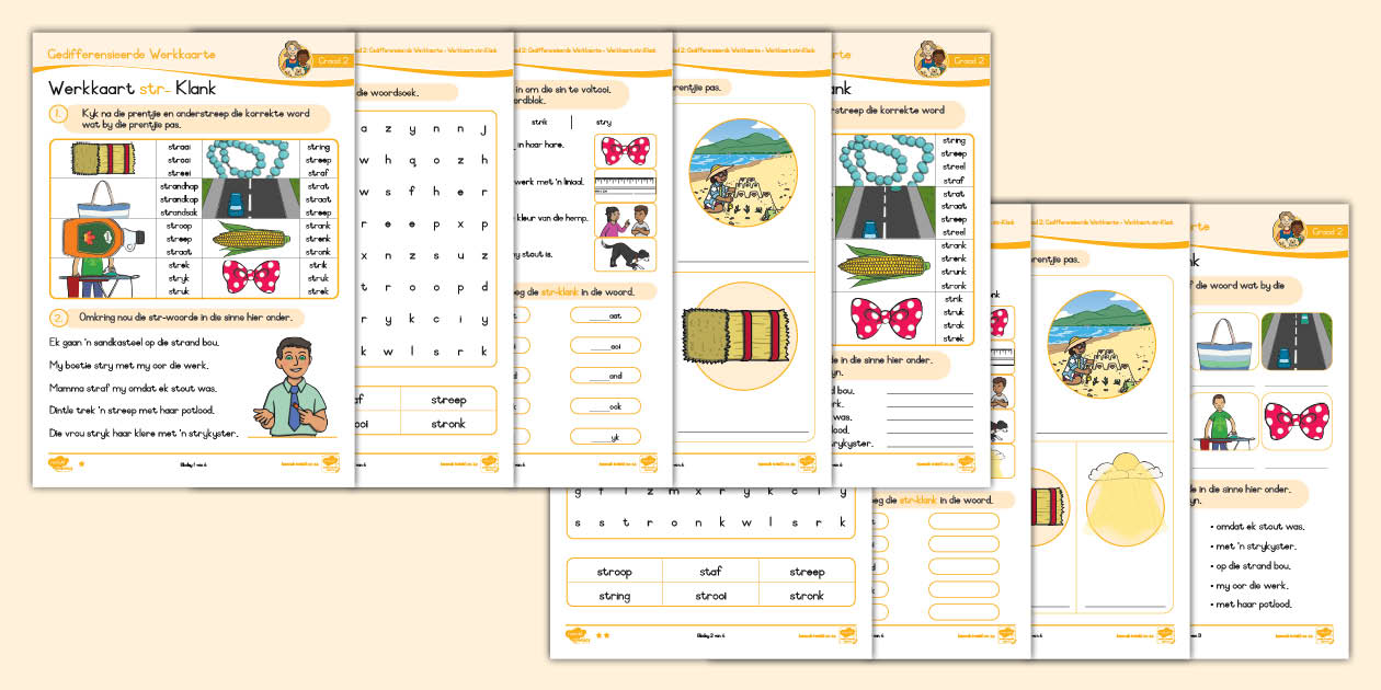 Graad 2 Gedifferensieerde Werkkaart str-Klank Kwartaal 3