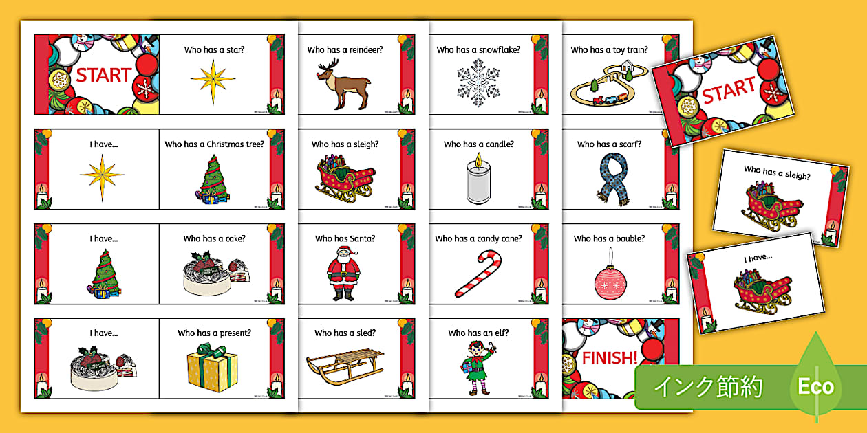 クリスマスカード合わせ英語ゲーム｜Christmas Game I Have...Who Has...?｜Twinkl
