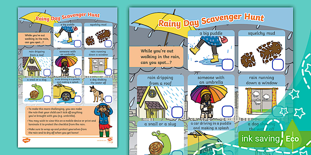 Rainy Day Scavenger Hunt (teacher made) - Twinkl