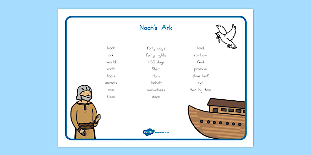 Noah's Ark Word Mat (creat de profesori) - Twinkl