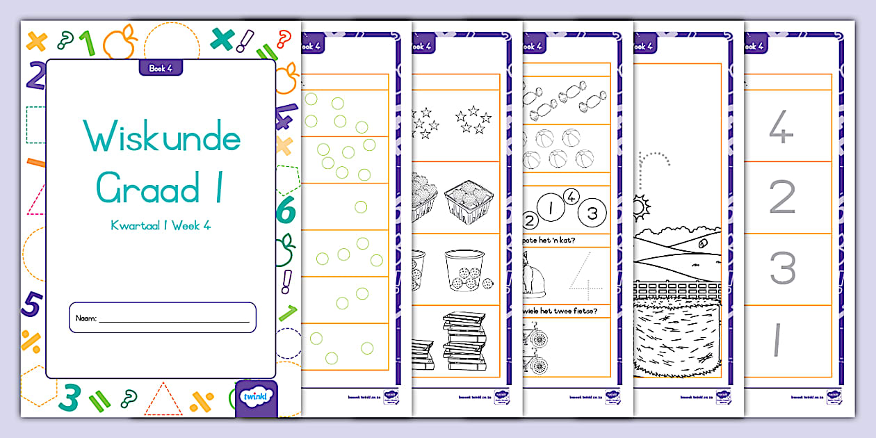 Graad 1 Wiskunde Aktiwiteitsblaaie – Kwartaal 1, Week 4