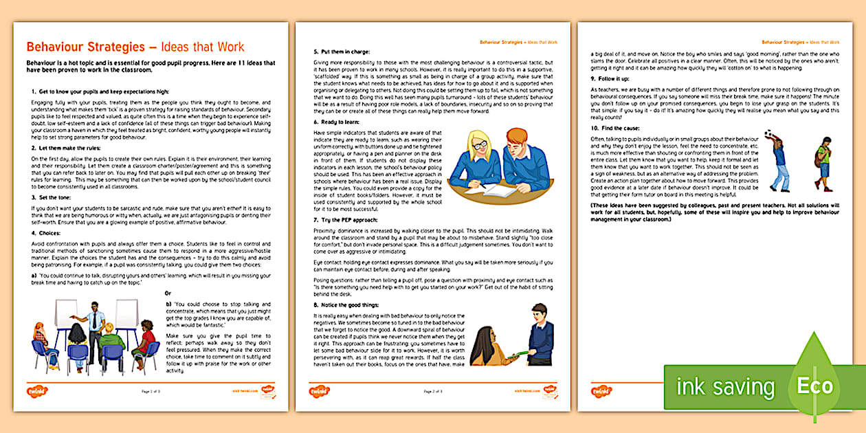 Black and White Behaviour Management Strategies for Secondary Students