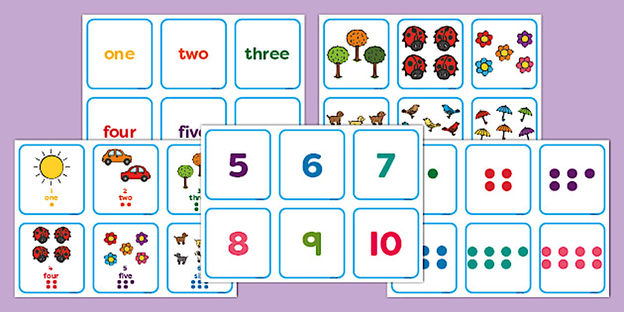 👉 Let's Count! Picture, Numeral and Word Number Matching Cards