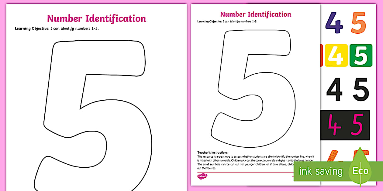 TAS I Can Identify the Number 5 Worksheet (teacher made)