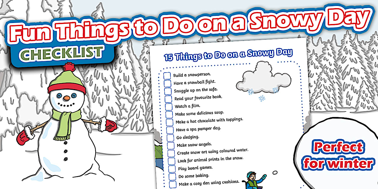 Fun Things to Do on a Snowy Day Checklist