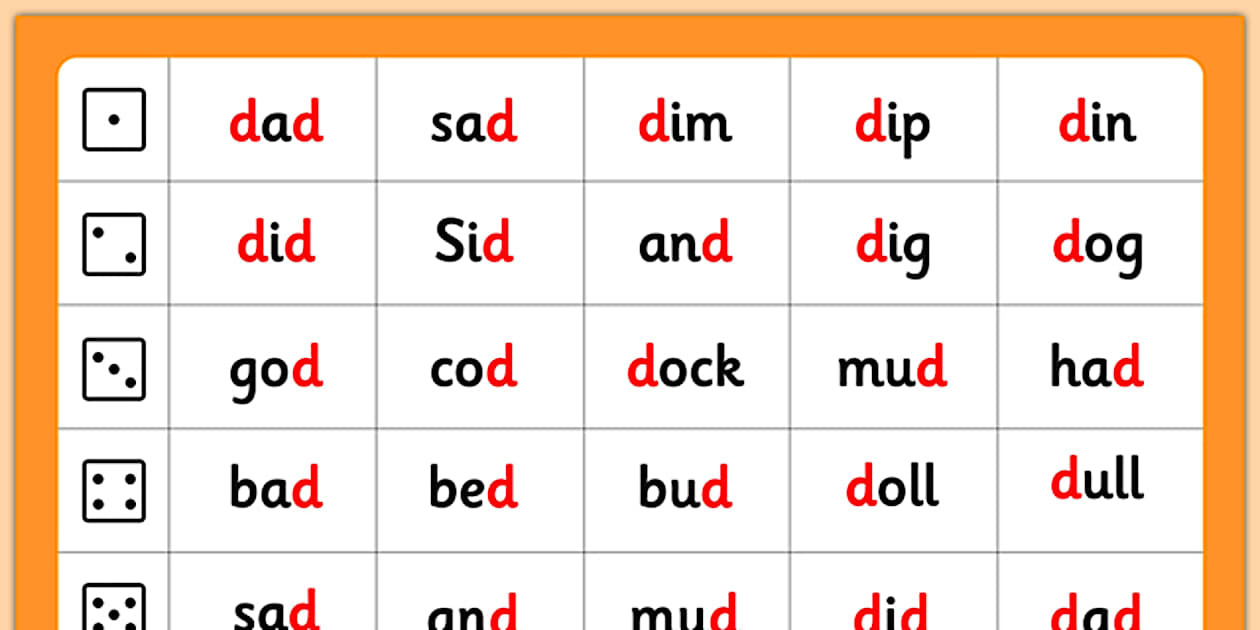 Black and White Phase 2 d Phoneme Roll and Read Mat - Twinkl