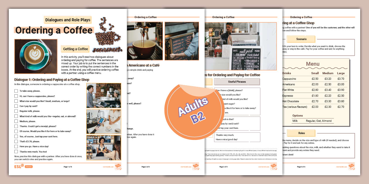 ESL Ordering a Coffee (teacher made) - Twinkl