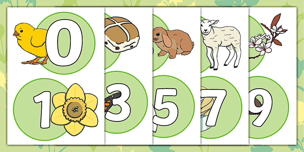 0-9 Display Numbers (Spring) (teacher made) - Twinkl