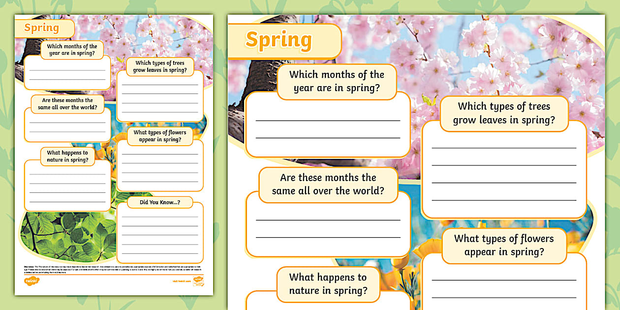 Spring Fact File Template (teacher made) - Twinkl