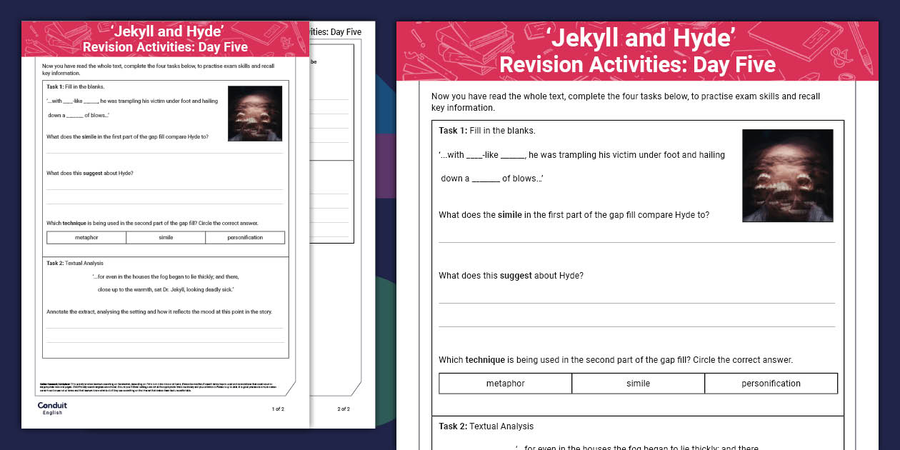 'Jekyll and Hyde' Revision Activities: Day Five - Twinkl