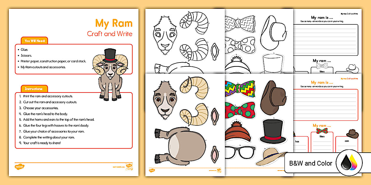 My Ram Craft and Write -am Word Family Activity - Twinkl