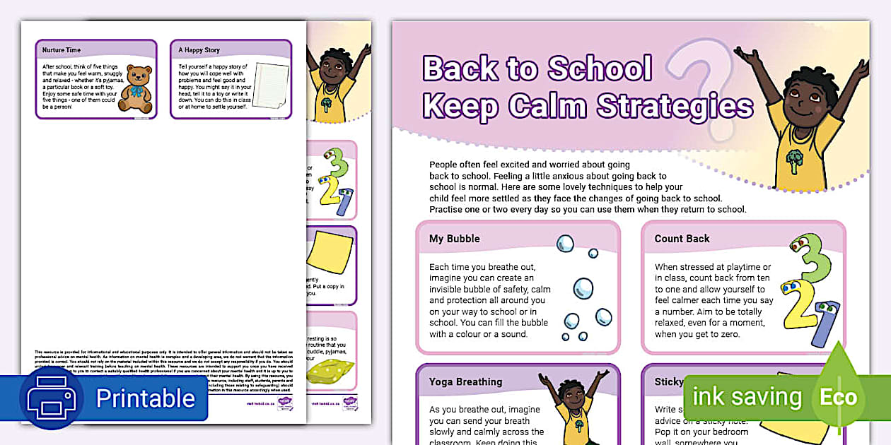 Calming Strategies Poster - Twinkl South Africa - Twinkl