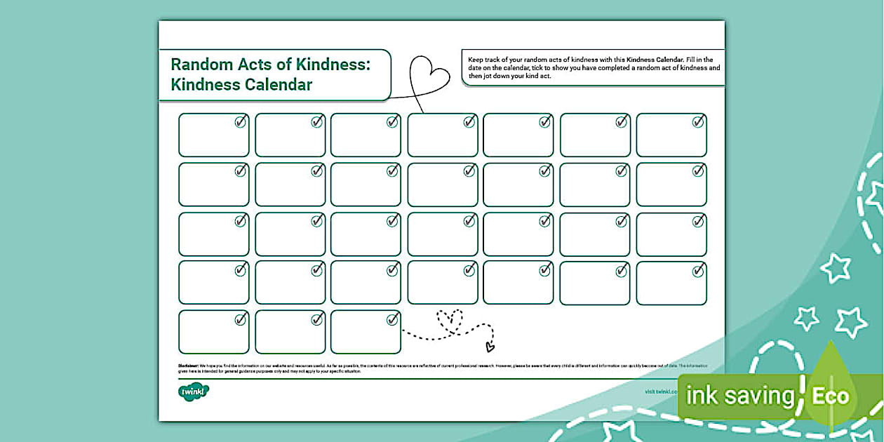 Random Acts of Kindness: Kindness Calendar (teacher made)
