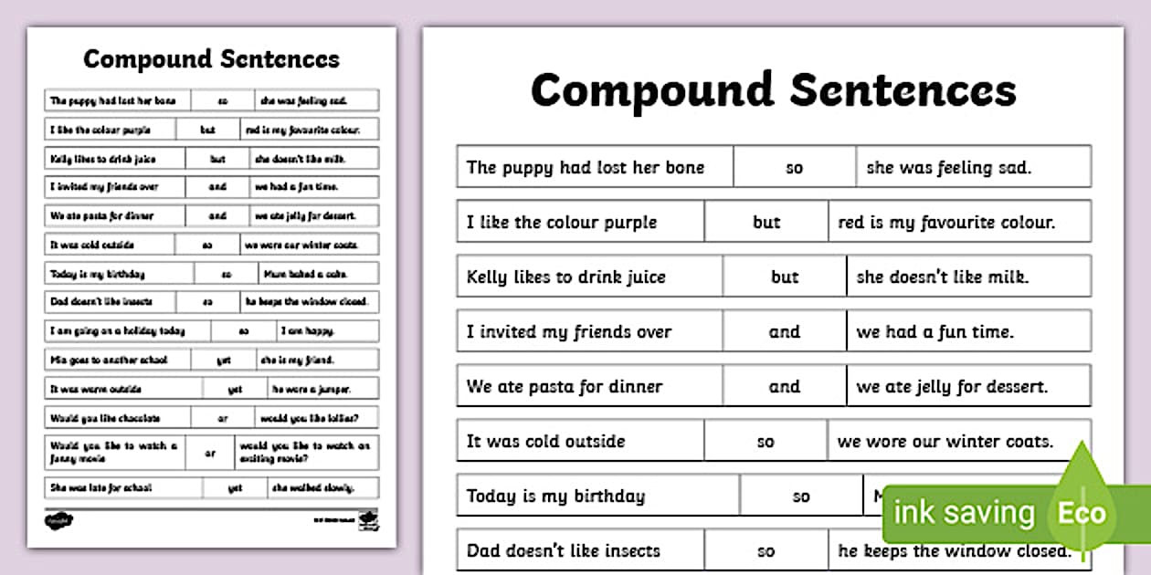 QLD Compound Sentences Cut and Paste Worksheet - Twinkl