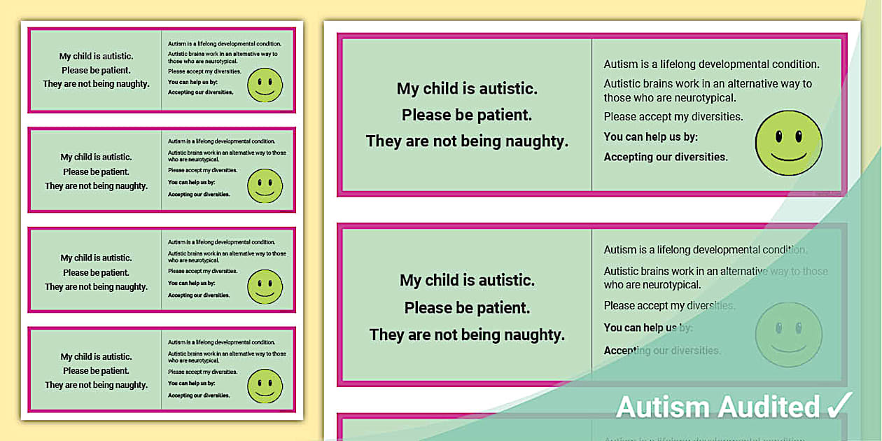 Autism Awareness Card for Parents (teacher made) - Twinkl