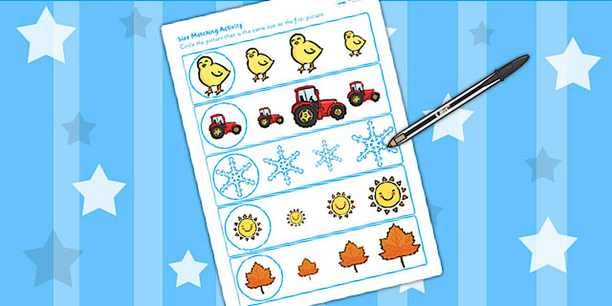 Seasons Size Matching Worksheet (teacher made) - Twinkl
