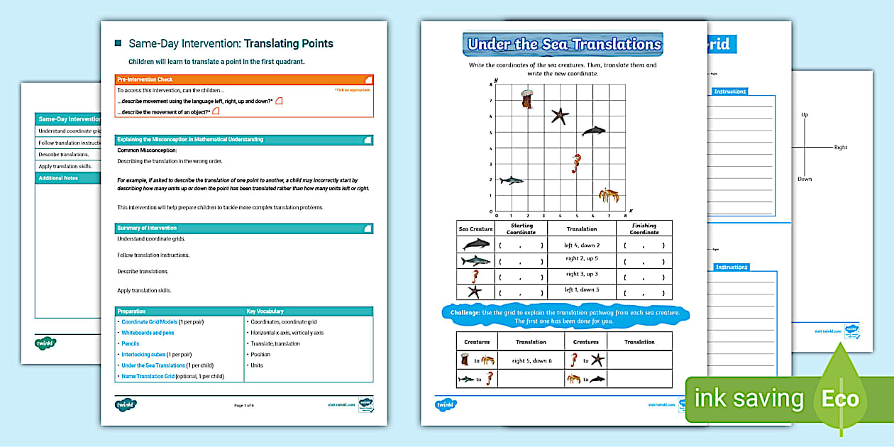 👉 Year 4 Maths Intervention: Translating Points - Twinkl