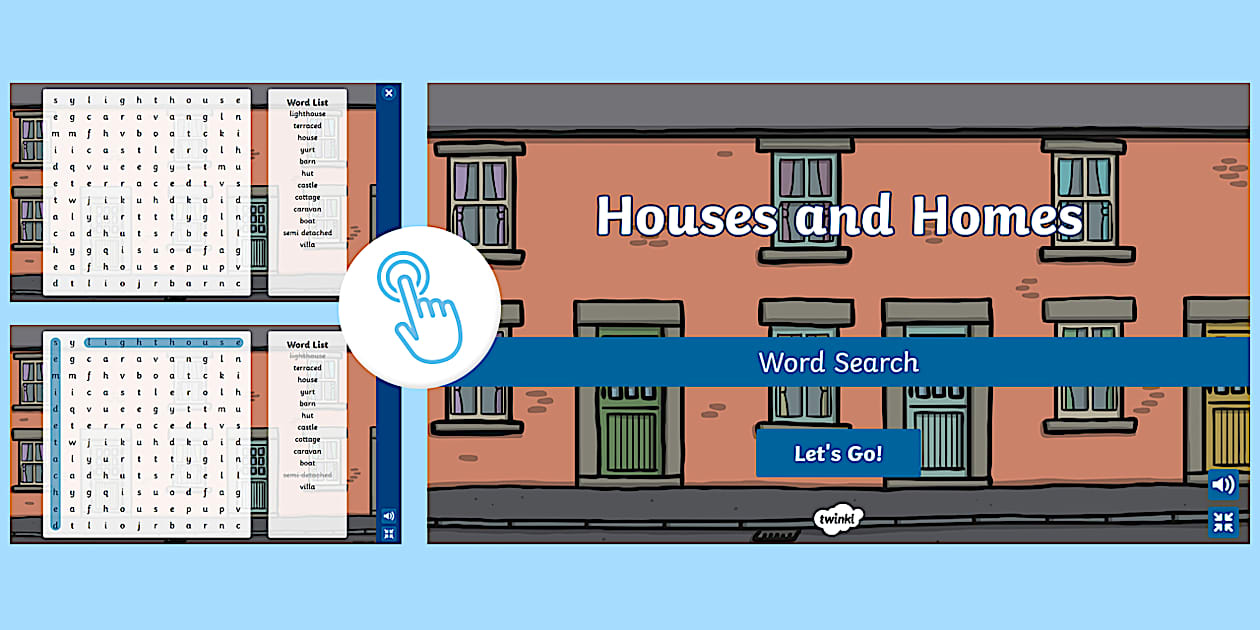 Interactive Houses and Homes Word Search Game | Twinkl Go!