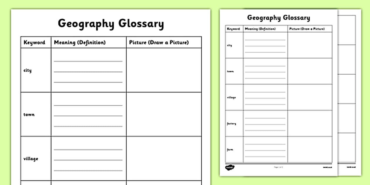Human Geography Glossary Activity (l'enseignant a fait)