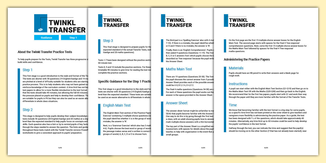 Twinkl Transfer Step 1 Guidance Document (teacher made)
