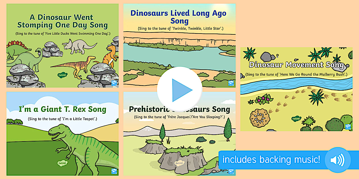 Dinosaur Rhymes PowerPoint - Dinosaur Songs for Children