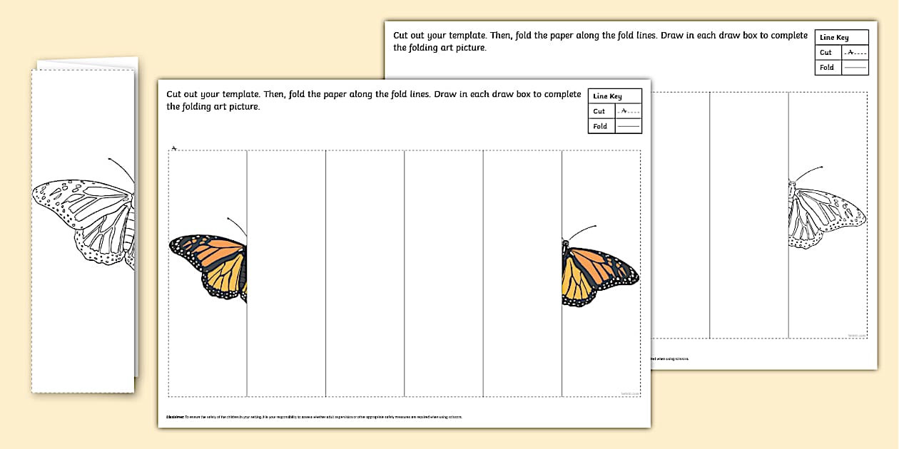 Butterfly Folding Art Template (teacher made) - Twinkl