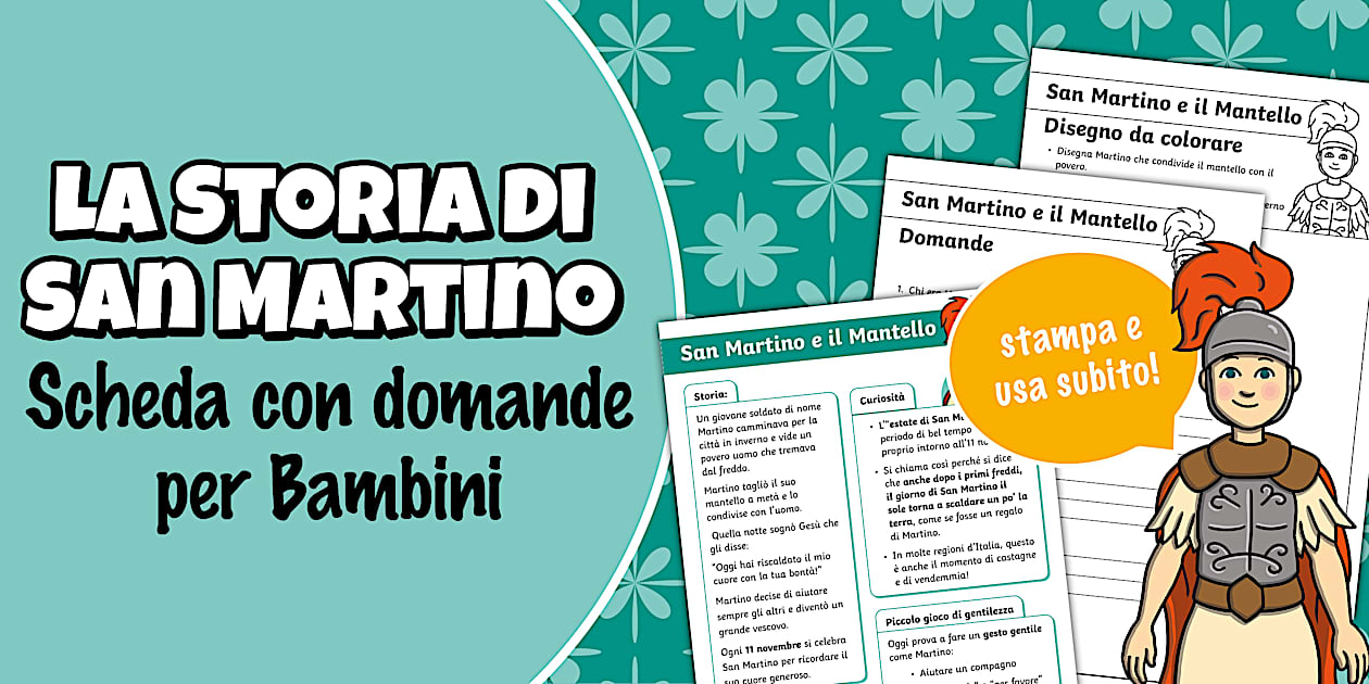 La Storia di San Martino: Scheda con Domande per Bambini
