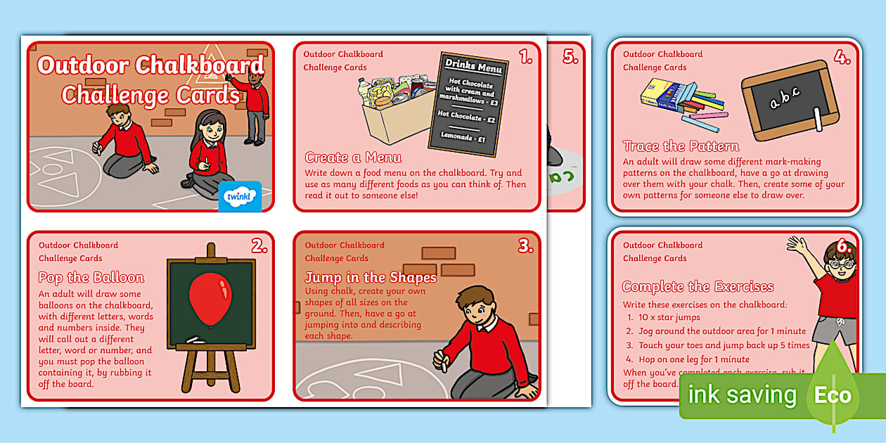 Children’s Outdoor Chalkboard Activities | Challenge Cards