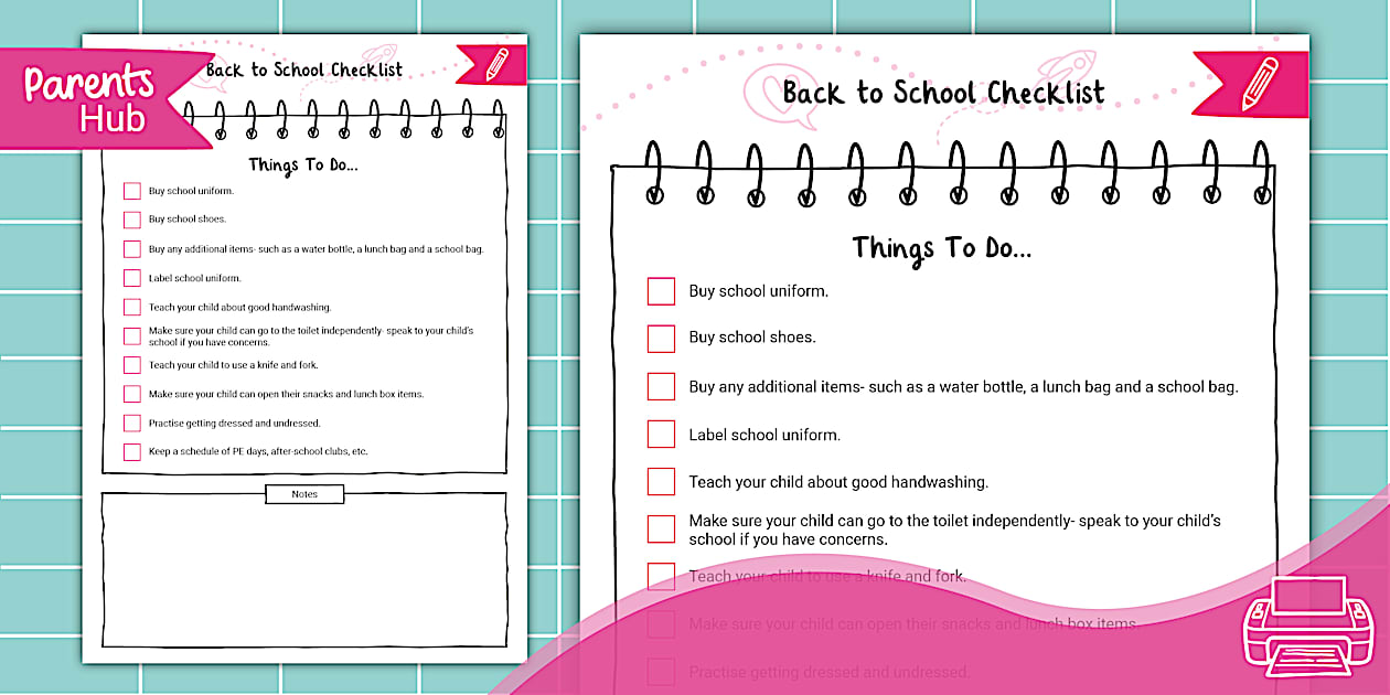 Parents | Back To School Checklist | Family Organiser
