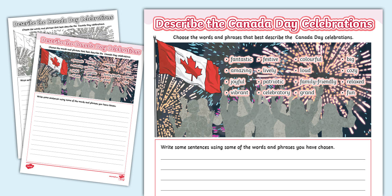 Describe the Canada Day Celebrations Worksheet