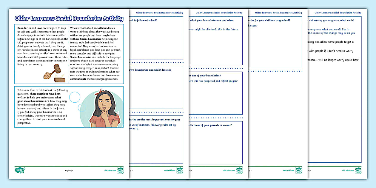 Older Learners: Social Boundaries Activity (teacher made)