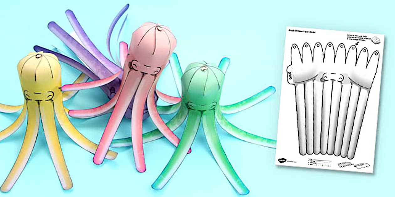 3D Octopus Template - Craft (Teacher-Made) - Twinkl